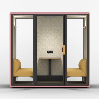 China Laminated Glass Soundproof Meeting Pods Acoustic Silent Booth Office 30dB~35dB for sale