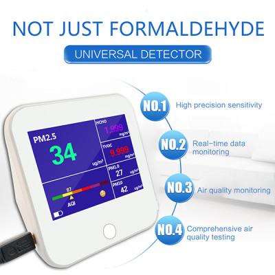China Air Quality Monitor, Accurate Testing Formaldehyde(HCHO) Detector with TVOC/AQI/TEMP/HUM Test Data Monitor Europe for sale