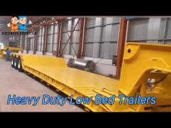 Semi Heavy Duty Low Bed Trailers 80 - 100Tons Loading Welded Beam For Transport