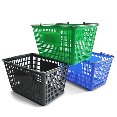Cina PP Supermarket Shopping Basket Pull Rod Plastic Shopping Basket Thickened Wheeled Plastic Grocery Hand Basket Home in vendita
