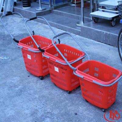 Cina PP+PA Folding Trolley Plastic Supermarket Trolley Market Packing Shopping Basket For Store in vendita