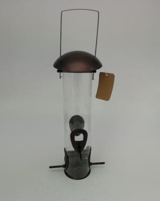 China PC clear tube good quality 4 feed port metal wild seed bird feeder for sale