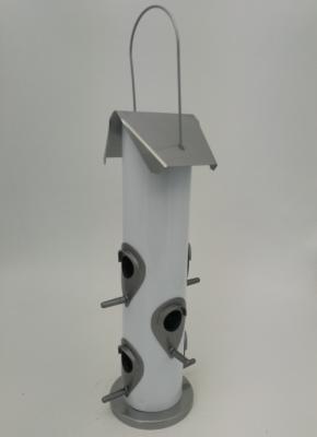 China White powder coated 6 feeding port metal seed bird feeder hanging garden for sale