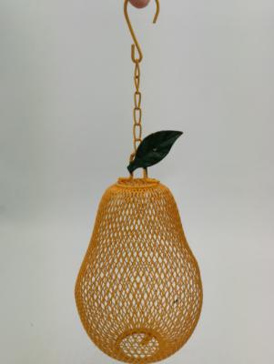 China Metal Materials Chain Hanging Bird Feeder Garden Fruit Pear Shape Iron Mesh for sale