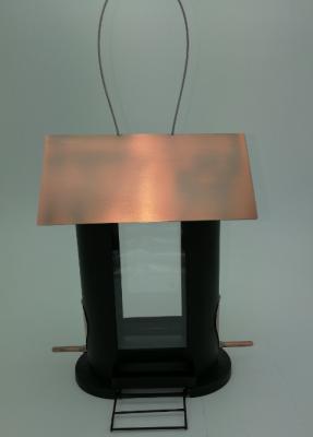 China Copper plated easy monitor metal seed two metal perch seed bird feeder for sale