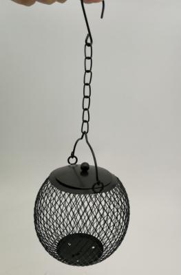 China Iron Chain Hanging Bird Nut Feeder Global Black Powder Coated Mesh Material for sale