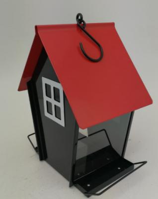 China Germanic red and black water proof metal house with clear side bird feeder for sale
