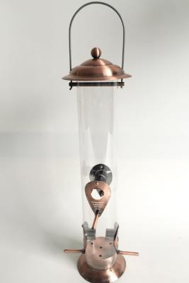 China Iron Metal Bird Feeders 4 Feeding Port Copper Plated Classic Capacity Feeder for sale