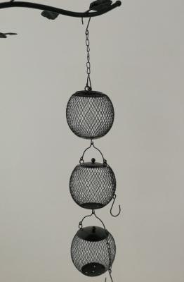 China Peanuts Outdoor Bird Feeders / Anti Squirrel Bird Feeder Black Small Round Cage for sale