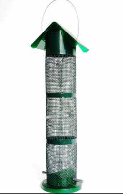China Plastic Materials Peanuts Bird Feeder Three Level Mesh Tube Plastic Lid And Bottom for sale