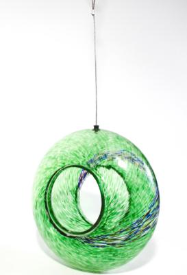 China Pure Bright Green Ceramic Bird Feeder Stainless Cable Automatic Feeding for sale