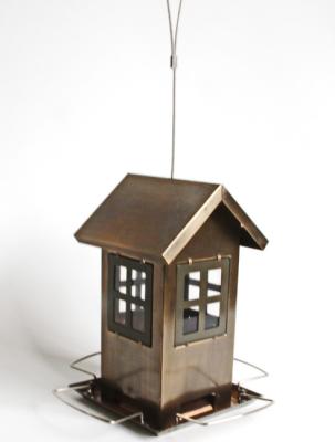 China Antique Copper Plated Metal Bird Feeders Easy Clean With 500g Seeds Capacity for sale