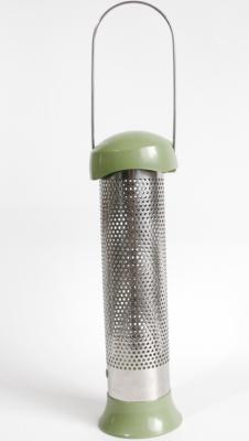 China SS Hanging Seed Feeder Small Hole Stainless Steel Tube Plastic Lid With Base for sale