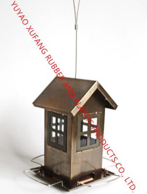 China Vintage feeder ，Antique Copper Plated Metal Bird Feeders Easy Clean With 500g Seeds Capacity for sale