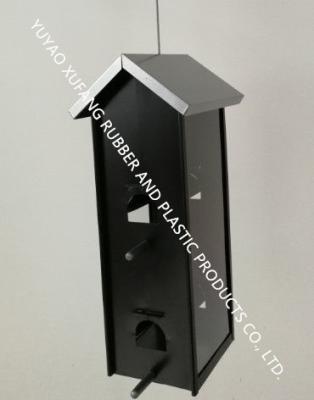 China Metal bird feeder，Black and silver roof water proof two clear PC tube with 2 feeding port for sale