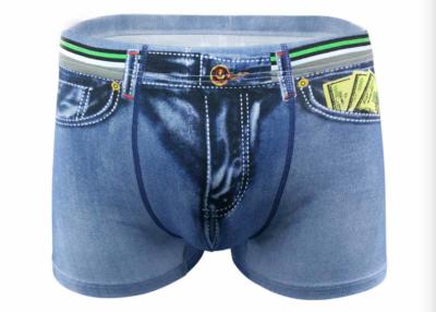 China Jeans Pattern Printed Mens Underwear Boxer Briefs Comfortable With Logo Custom for sale