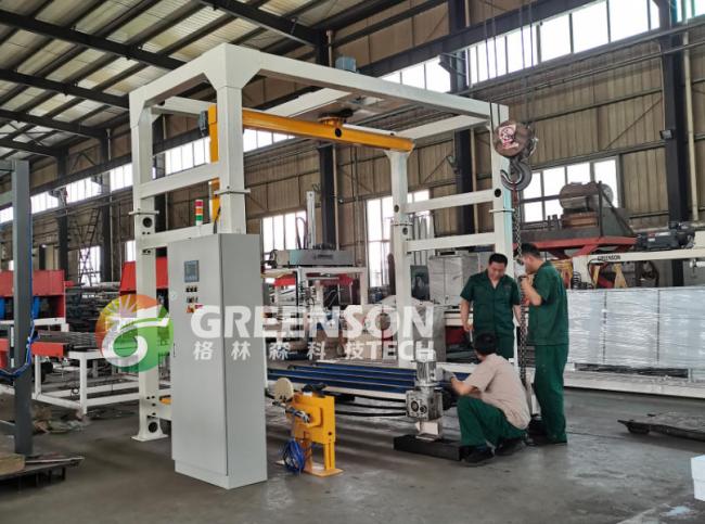 Gypsum Mini Ceiling Tile Making Machine in operation