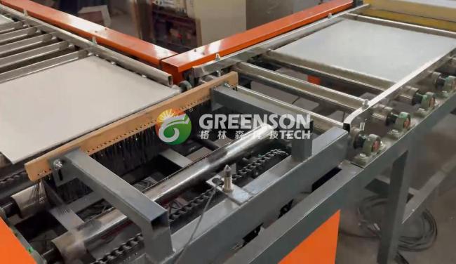 Small Capacity Gypsum Ceiling Board Making Machine in operation