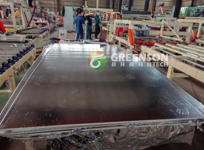 China Fully Automatic Lamination Machine for Fireproof Aluminium Foil Back Gypsum Ceiling Tiles with 1300mm Lamination Width for sale