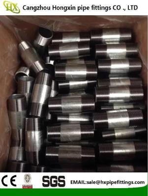 China zinc / galvanized Carbon Steel pipe fittings Sch40 NPT steel nipples pipe nipples for sale