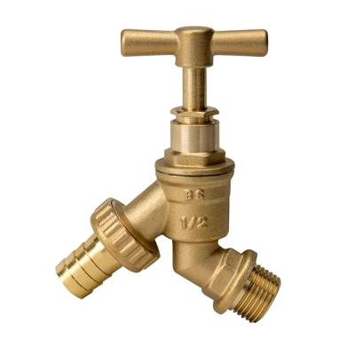 China Outdoor garden tap hose union modern 1/2 inch BSP compression wallplate elbow 15MM copper tube single bib tap washing machine for sale