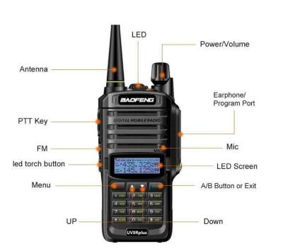 China Digital Mobile Radio 10W Output Power Waterproof IP67 Walkie Talkie Communicator for sale