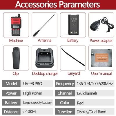 Cina 128 canali Baofeng UV-9r PRO IP68 Walkie Talkie per la comunicazione a lungo raggio nel 2024 in vendita