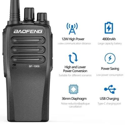 Cina 138*61*38MM Baofeng Bf-1909 10W UHF Ham Radio Intercom Transceiver Tipo C Walkie Talkie in vendita