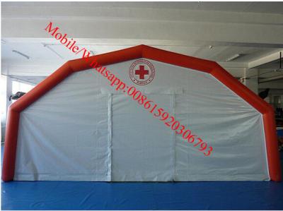 China White Inflatable Hospital Tent , 0.65mm PVC Inflatable Emergency Tent for sale