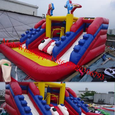 China plastic water slide inflatable bouncy castle with water slide for sale