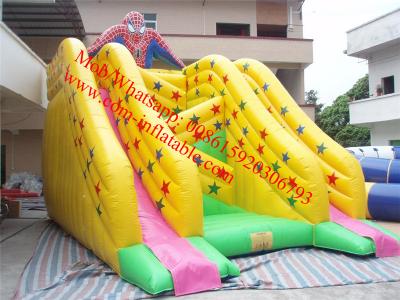 China inflatable bouncy castle with water spiderman slide inflatable double lane slip slide for sale