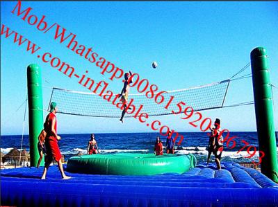 China outdoor inflatable sports games inflatable beach volleyball court with_trampoline for sale