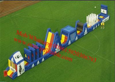 China Blue Long Inflatable Obstacle Course Combo for sale