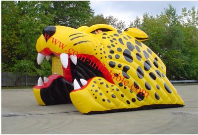 China Yellow inflatable tiger american football football helmet tunnel inflatable football dome for sale