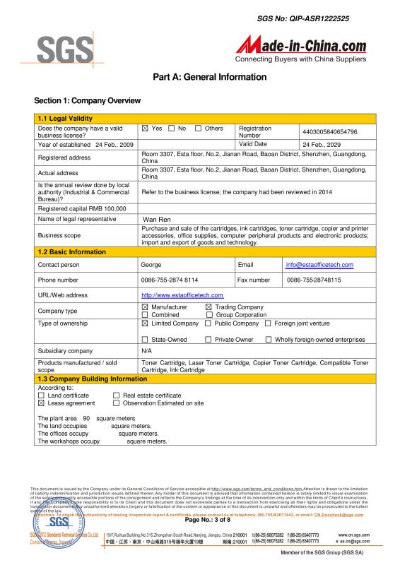 SGS - ESTA OFFICE TECHNOLOGY CO.,LTD