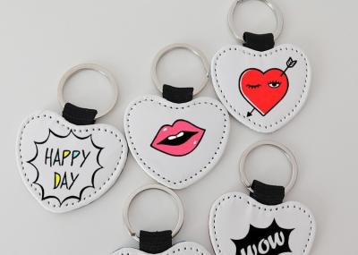 China Leather Sublimation Custom Blanks Keychain Heart Round Rectangular Shapes for sale