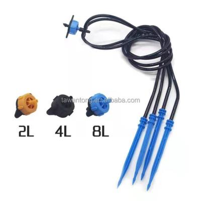 Cina Sistema di irrigazione per l'agricoltura 4L/8L 2 Pegs resistente con tubi in PVC nero a goccia in vendita
