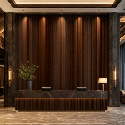 China Commercial Fire Rated Fluted WPC Cladding for Hotel Restaurant Corridor Walls for sale