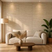 China Travertine SPC Wall Panels Beige Stone Texture Waterproof Click Lock Wall Cladding Interior for sale