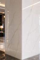 China 8mm High Gloss Stone PVC Wall Panel 400mm Wide for Hotel Lobby Column Elevator Cladding for sale