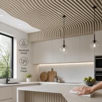 China Interior WPC Ceiling Wall Panel Moisture Proof Bathroom Kitchen Ceiling Cladding for sale