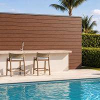 China WPC Outdoor Kitchen Wall Panel 155x20mm Waterproof BBQ Area Cladding Board for sale