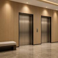 China WPC Fluted Wall Panel for Office Corridor and Lift Lobby Interior Wall Cladding for sale