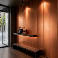 China Metallic Copper Brushed PVC Wall Panel for Storefront and Shop Window Backdrop for sale