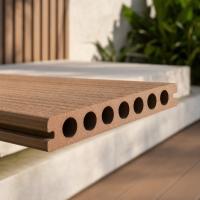 China Termite Resistant WPC Round Hole Decking Board 140x25mm Floor Panel Waterproof for sale