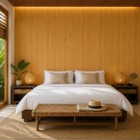 China Bamboo Texture SPC Wall Panels Waterproof Interior Wall Cladding for sale