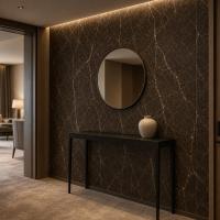 China Emperador Dark Brown Marble SPC Wall Panels Waterproof Interior Cladding for sale