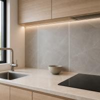 China Waterproof PVC Kitchen Wall Panel 600mm Moisture-Proof Oil Resistant Splash Board for sale