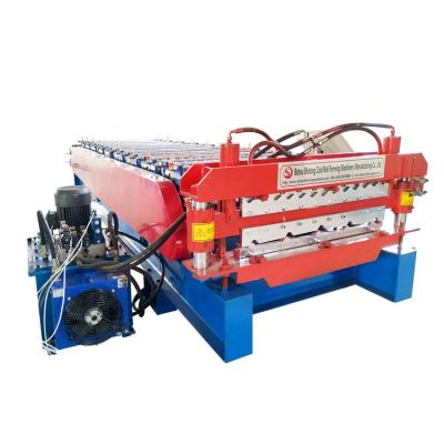 China Double Trapezoidal Tile Wall Corrugated Sheet Roll Forming Machine Fully Automatic for sale