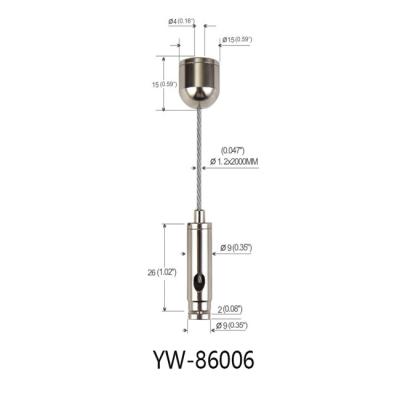 Cina sistema di illuminazione sospeso 1.2mm del cavo YW86006 d'ottone nichelato in vendita